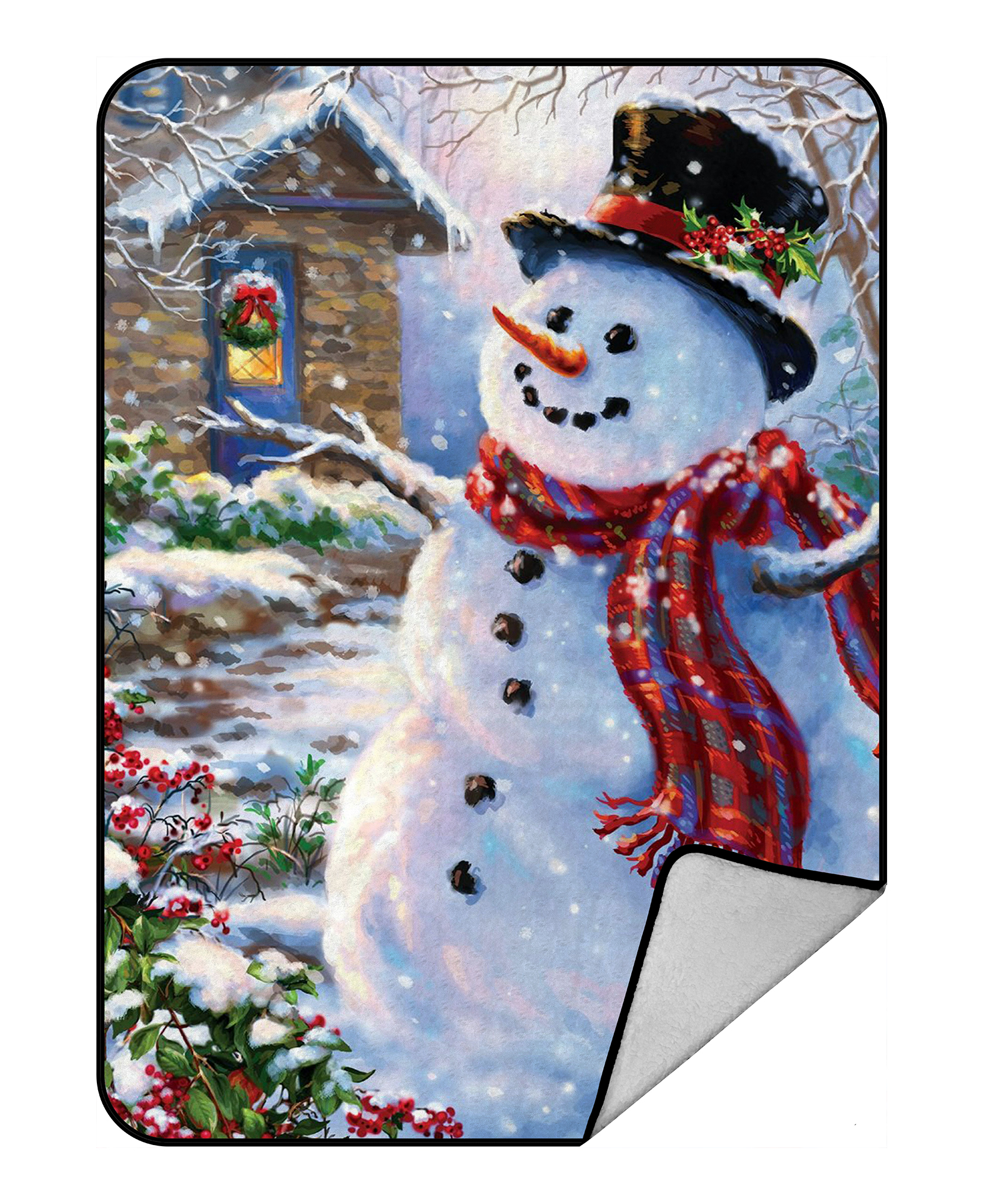 GCKG Christmas Snowman Fleece Blanket Crystal Velvet Front and ...