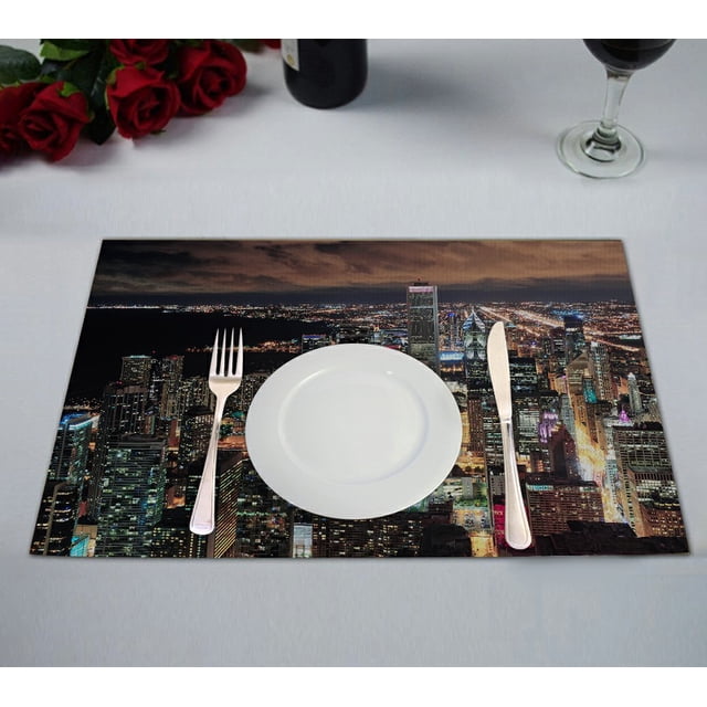 GCKG City Placemat, Chicago Urban Skyline Panorama View with ...
