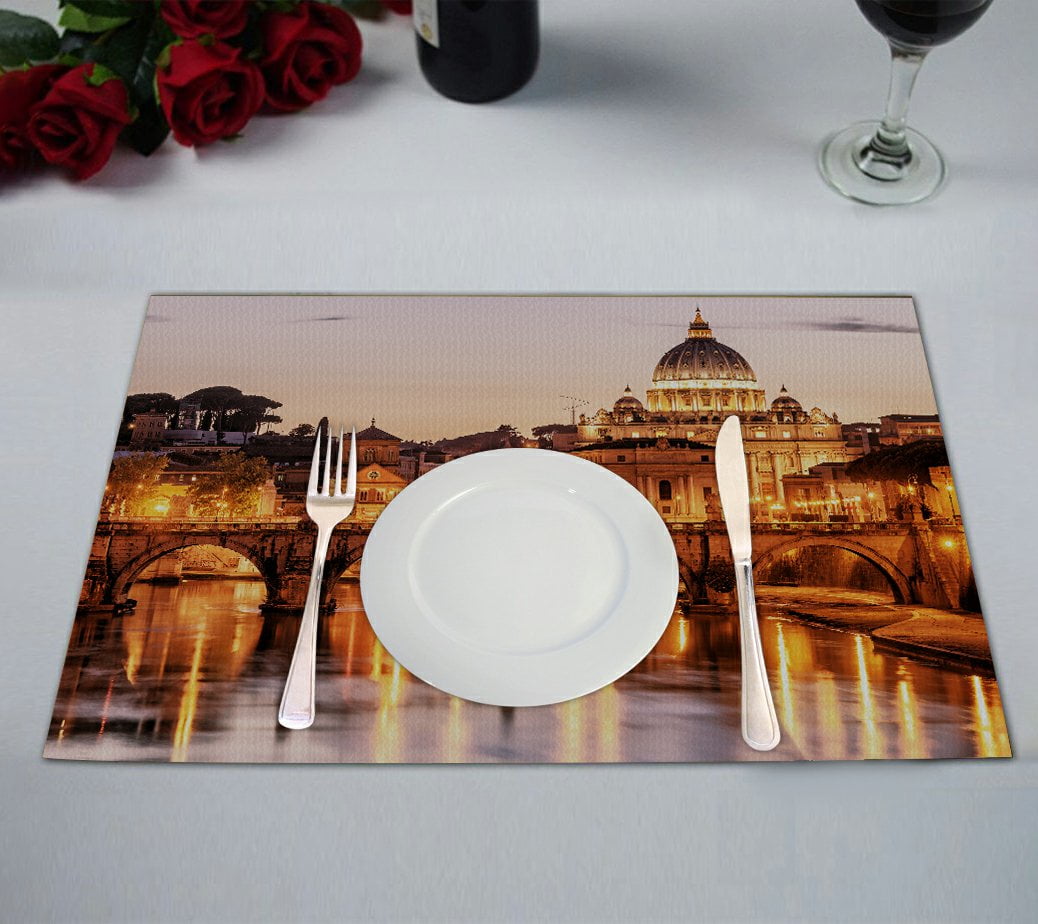 GCKG City Placemat, Night View of San Pietro in Rome Italy Placemat ...