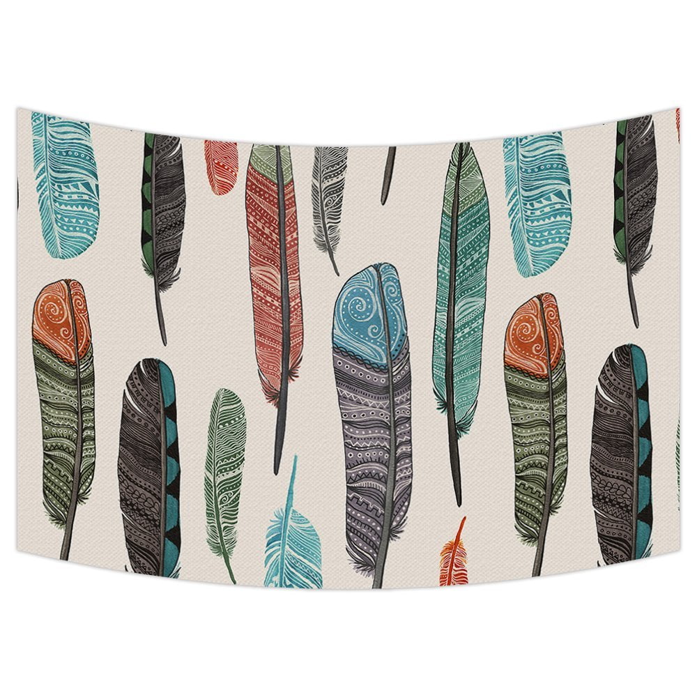 GCKG Colorful Aztec Feather Tapestry Wall Hanging,Wall Art, Dorm Decor ...