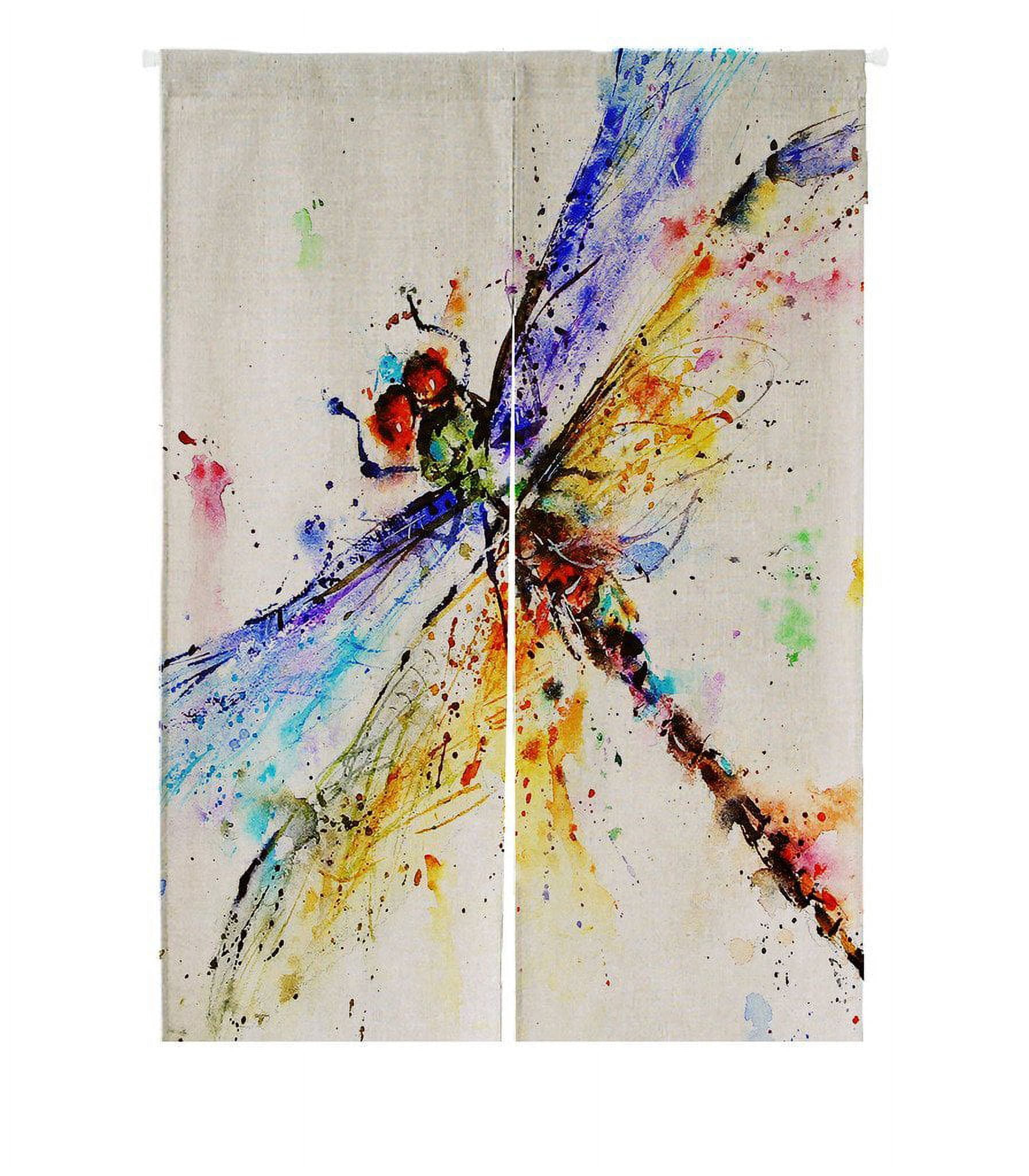GCKG Colorful Dragonfly Art Doorway Curtain Japanese Noren Curtains ...