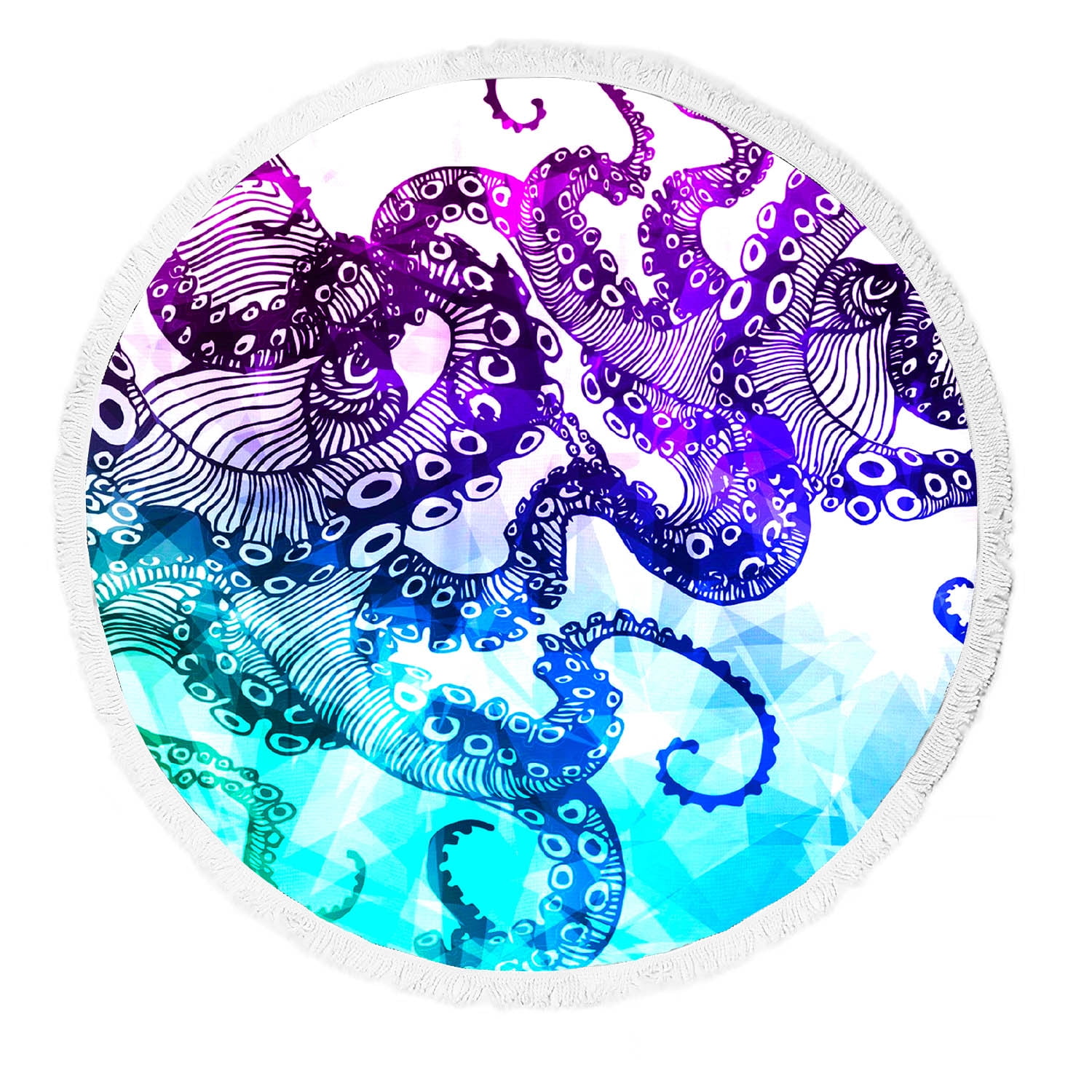 GCKG Colorful Octopus Beach Towel,Colorful Octopus Round Beach Blanket ...