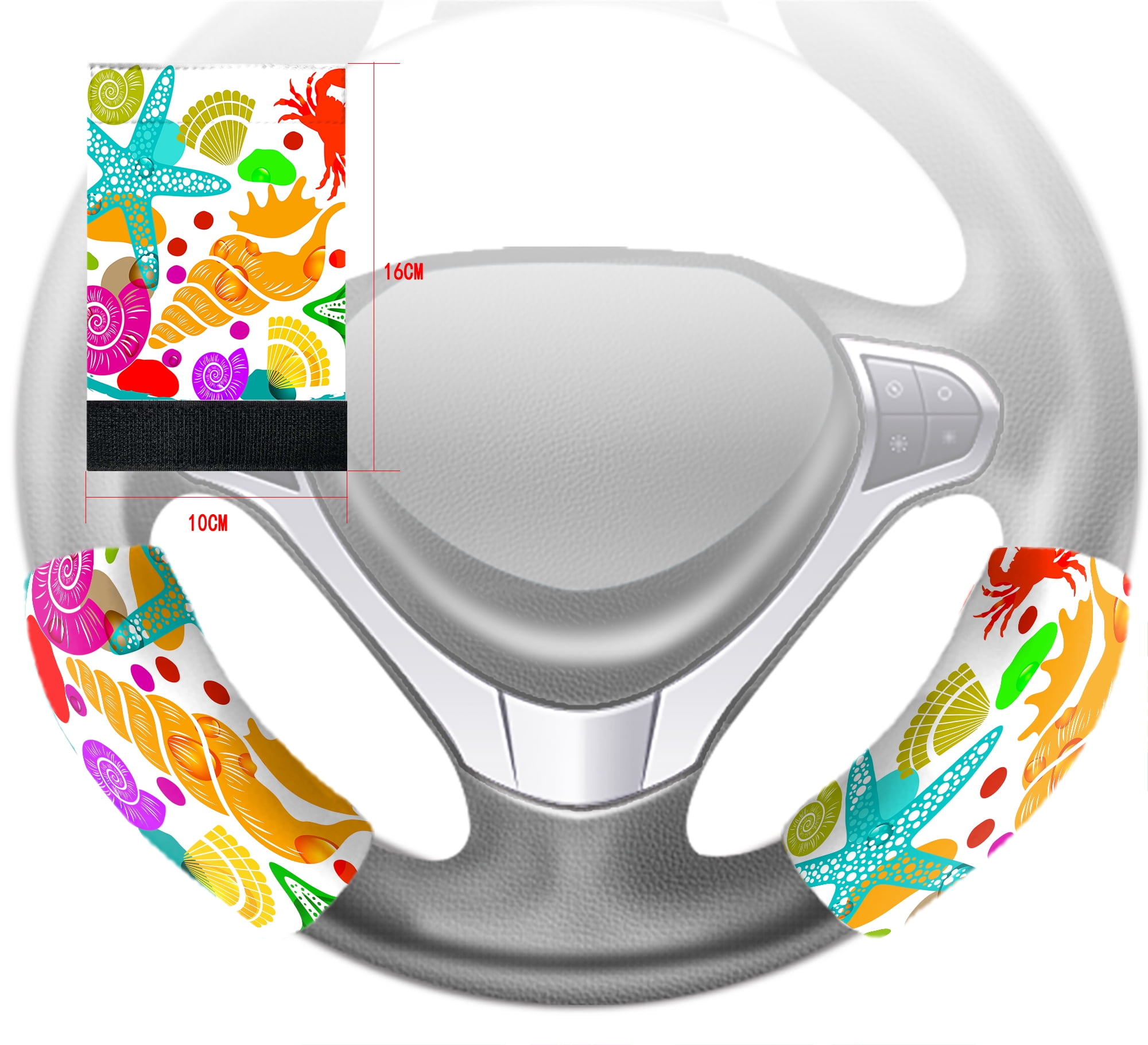 GCKG Colorful Sealife Starfish Crab Steering Wheel Cover Anti-slip ...