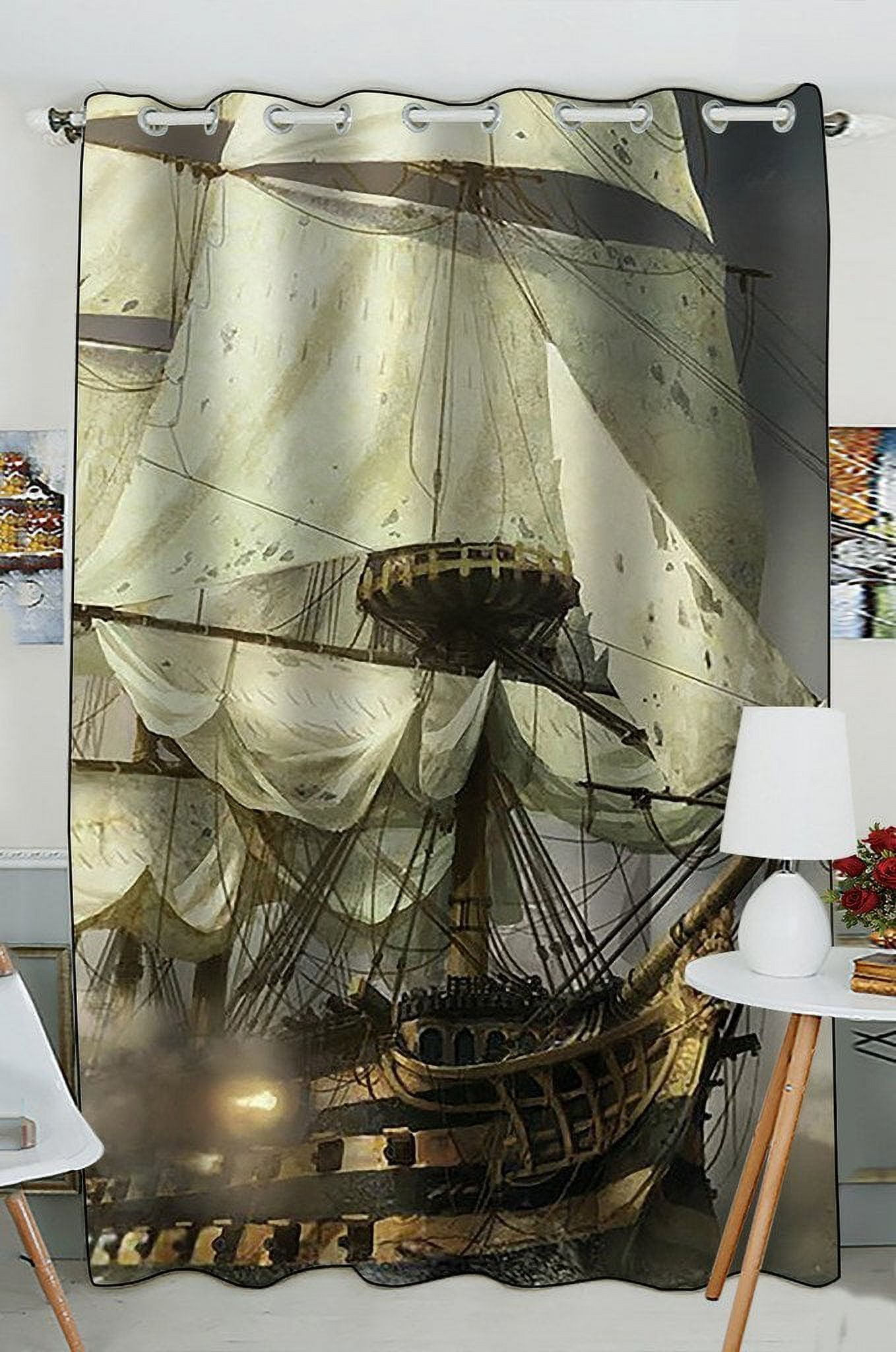GCKG Cool Pirate Ship Blackout Curtains Window treatment Panel Drapes ...