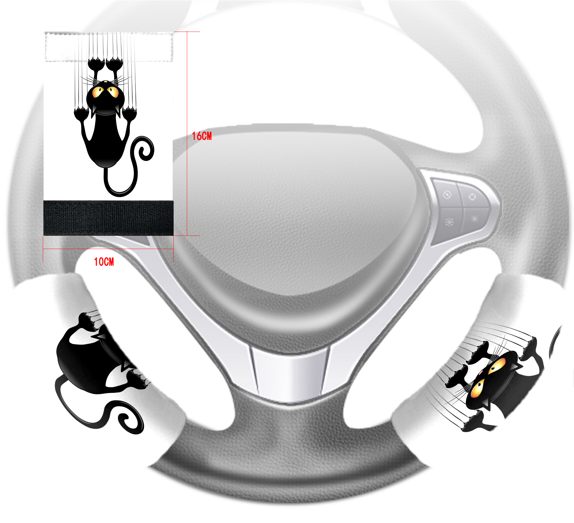 GCKG Cute Black Cat Steering Wheel Cover Anti-slip Wheel Sleeve ...
