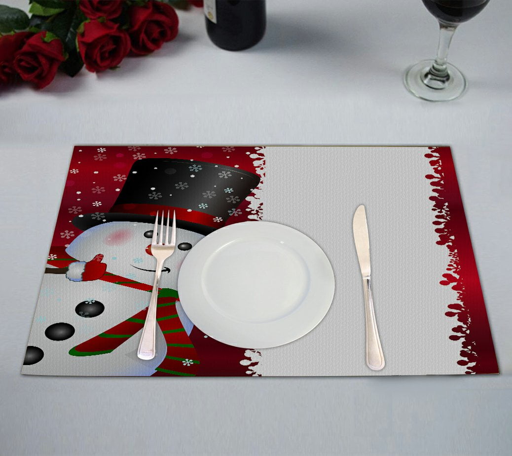 GCKG Festival Placemat, Winter Holiday Merry Christmas Snowman Placemat ...