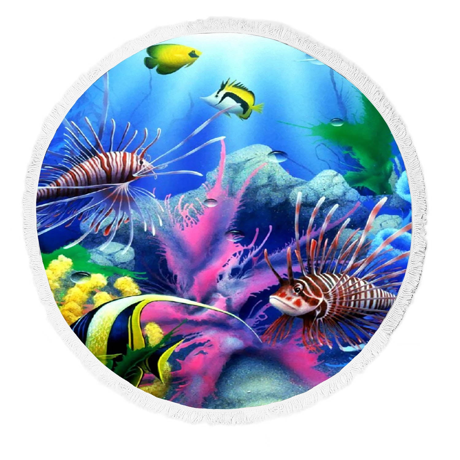 GCKG Fish World Beach Towel,Fish Refreshing Submarine World Round Beach ...