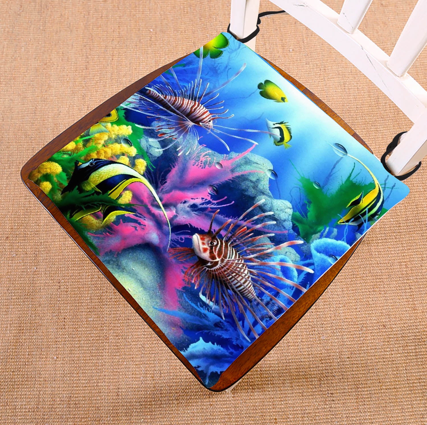 GCKG Fish World Chair Cushion,Fish Refreshing Submarine World Chair Pad ...