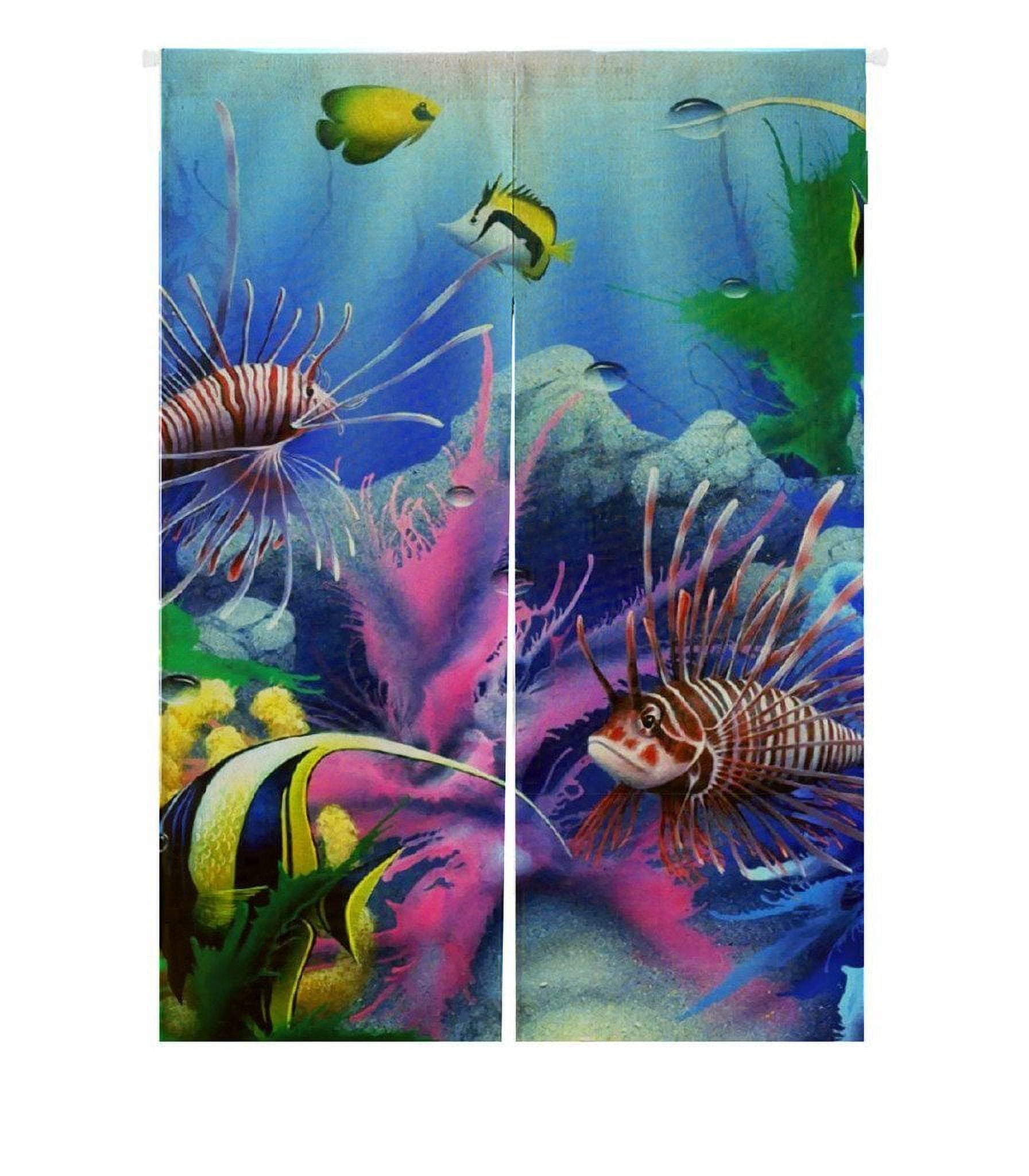 GCKG Fish World Japanese Noren Curtain,Fish Refreshing Submarine World ...