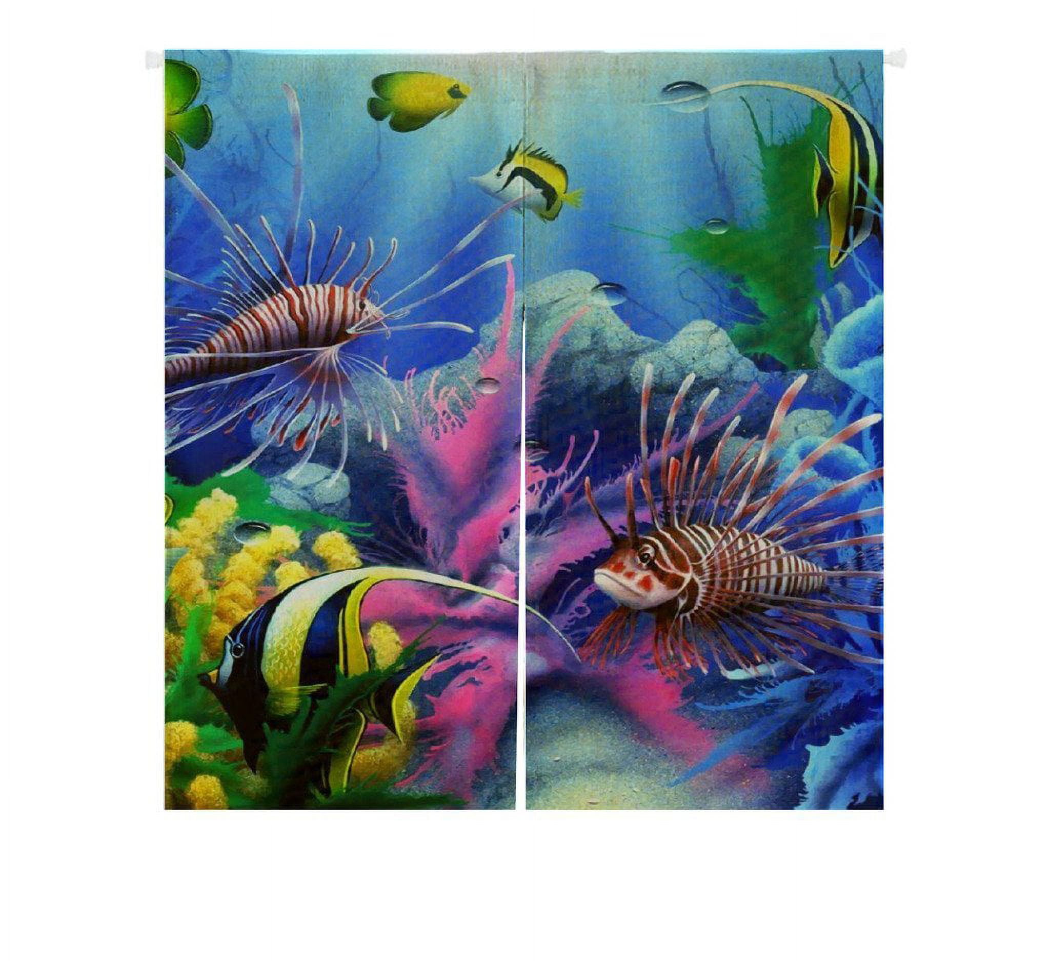 GCKG Fish World Japanese Noren Curtain,Fish Refreshing Submarine World ...