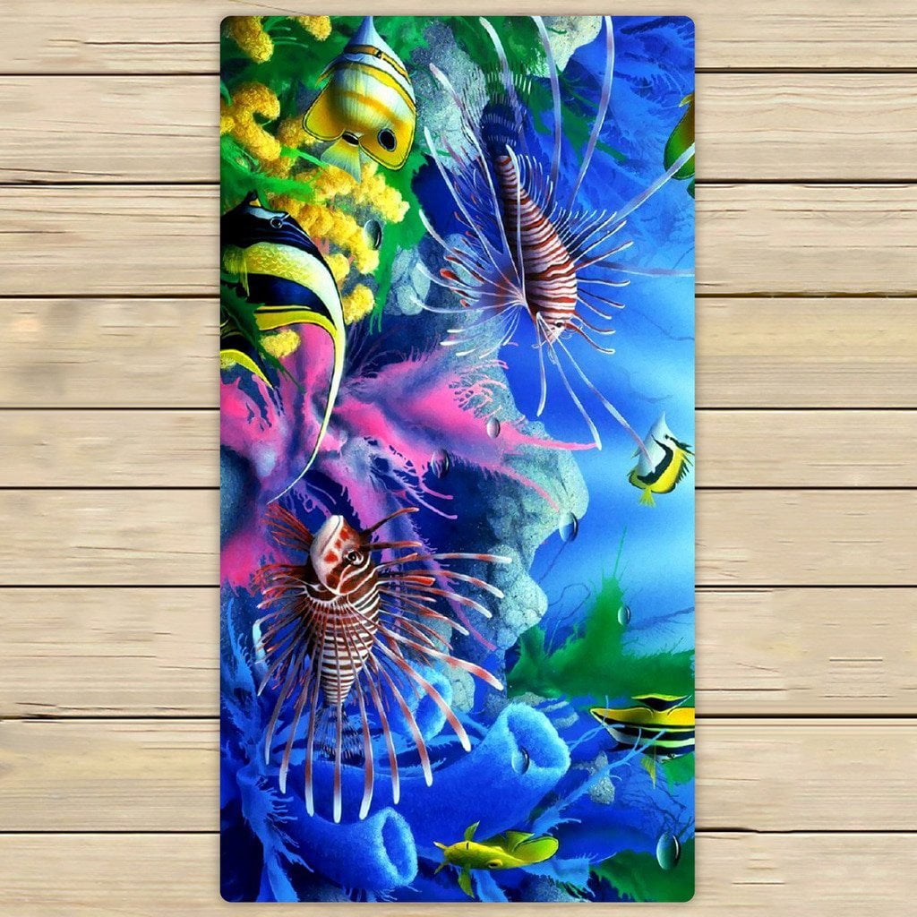 GCKG Fish World Towels,Fish Refreshing Submarine World Beach Bath ...