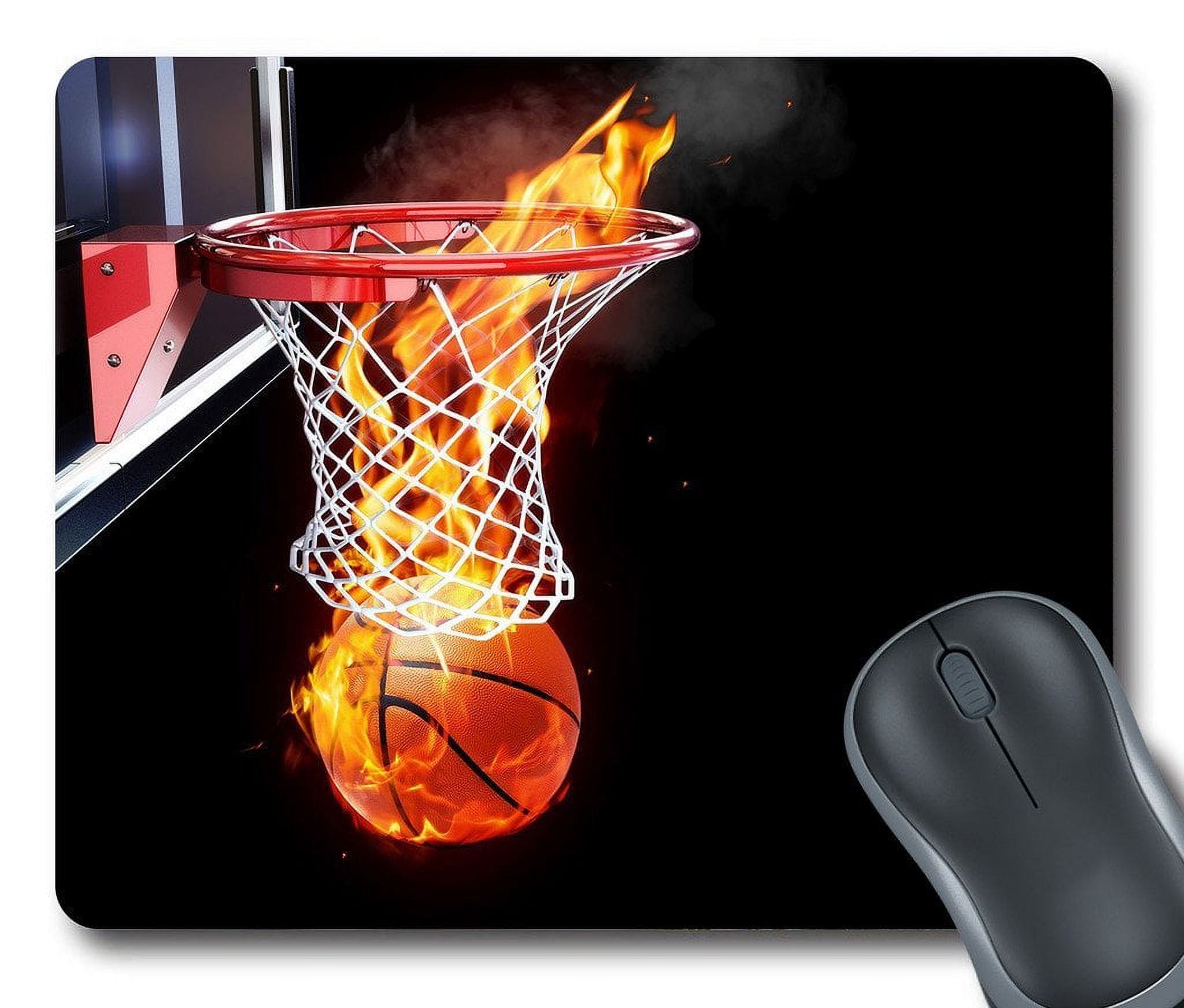 GCKG Flaming Basketball Mouse Pad Personalized Unique Rectangle Gaming ...