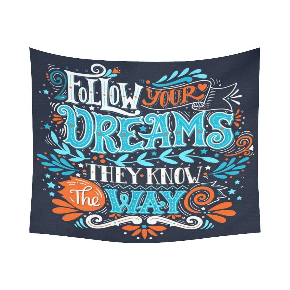 GCKG Follow Your Dreams Inspirational Quotes Tapestry Wall Hanging Cute ...