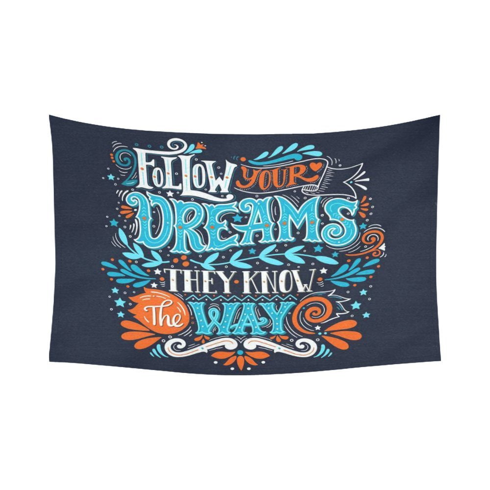 GCKG Follow Your Dreams Inspirational Quotes Tapestry Wall Hanging Cute ...
