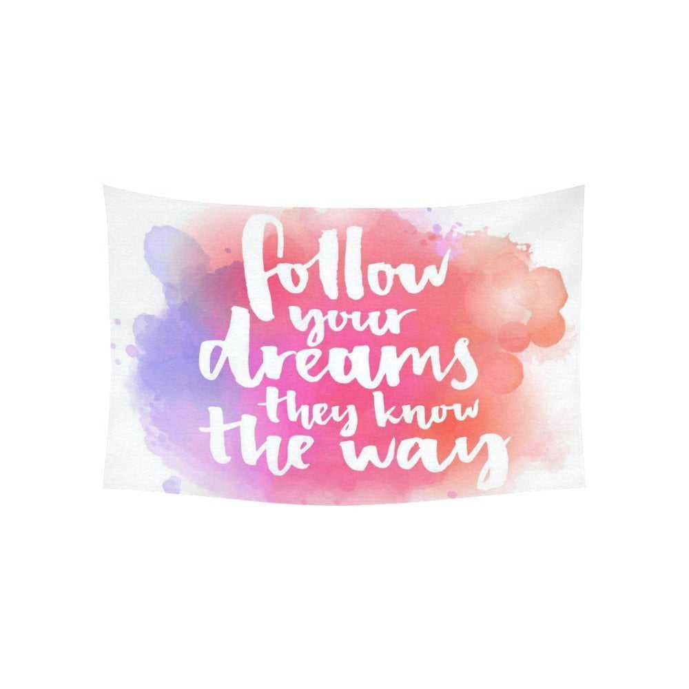 GCKG Follow Your Dreams Inspirational Quotes Tapestry Wall Hanging Pink ...