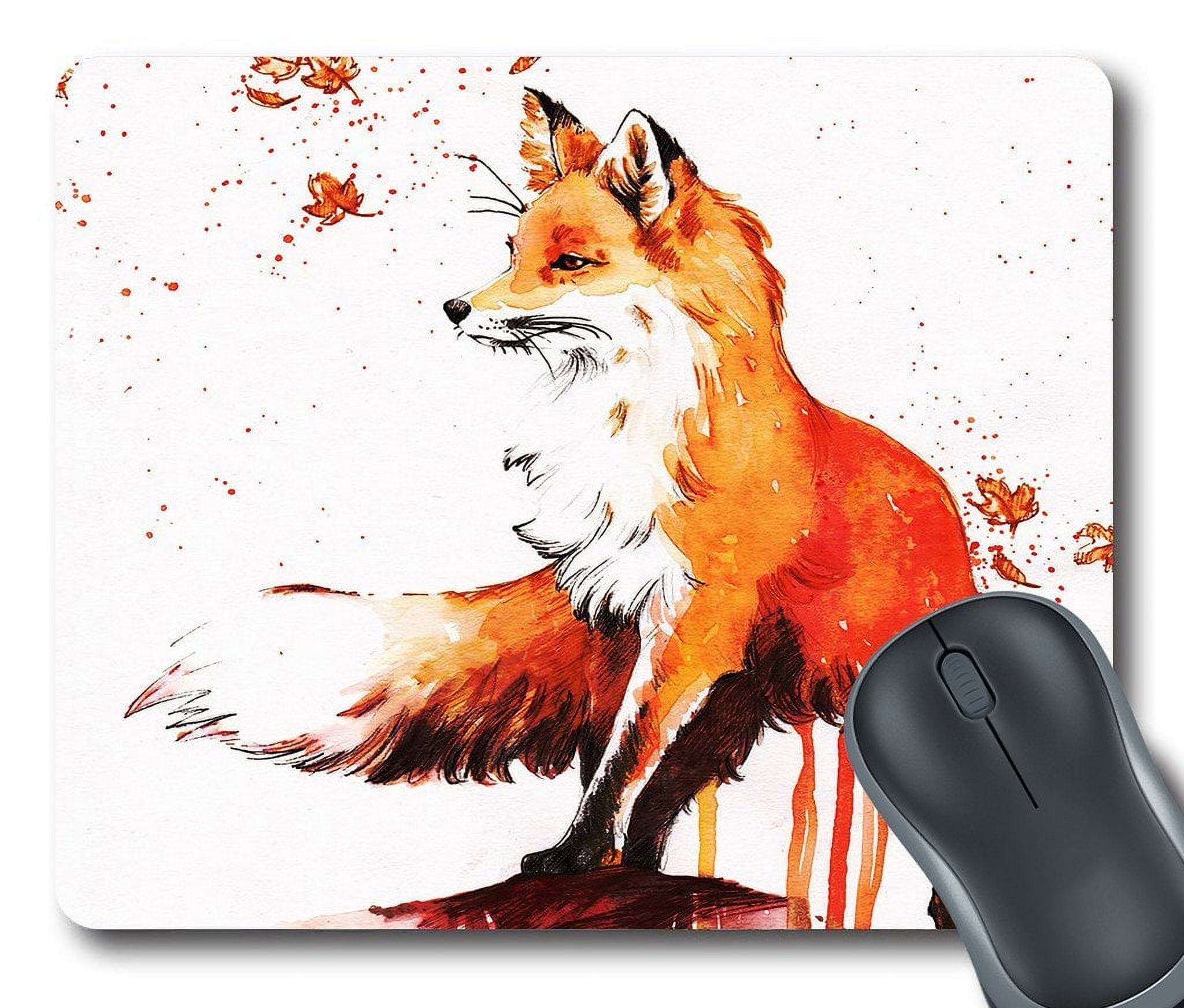GCKG Fox Autumn Maple Mouse Pad Personalized Unique Rectangle Gaming ...