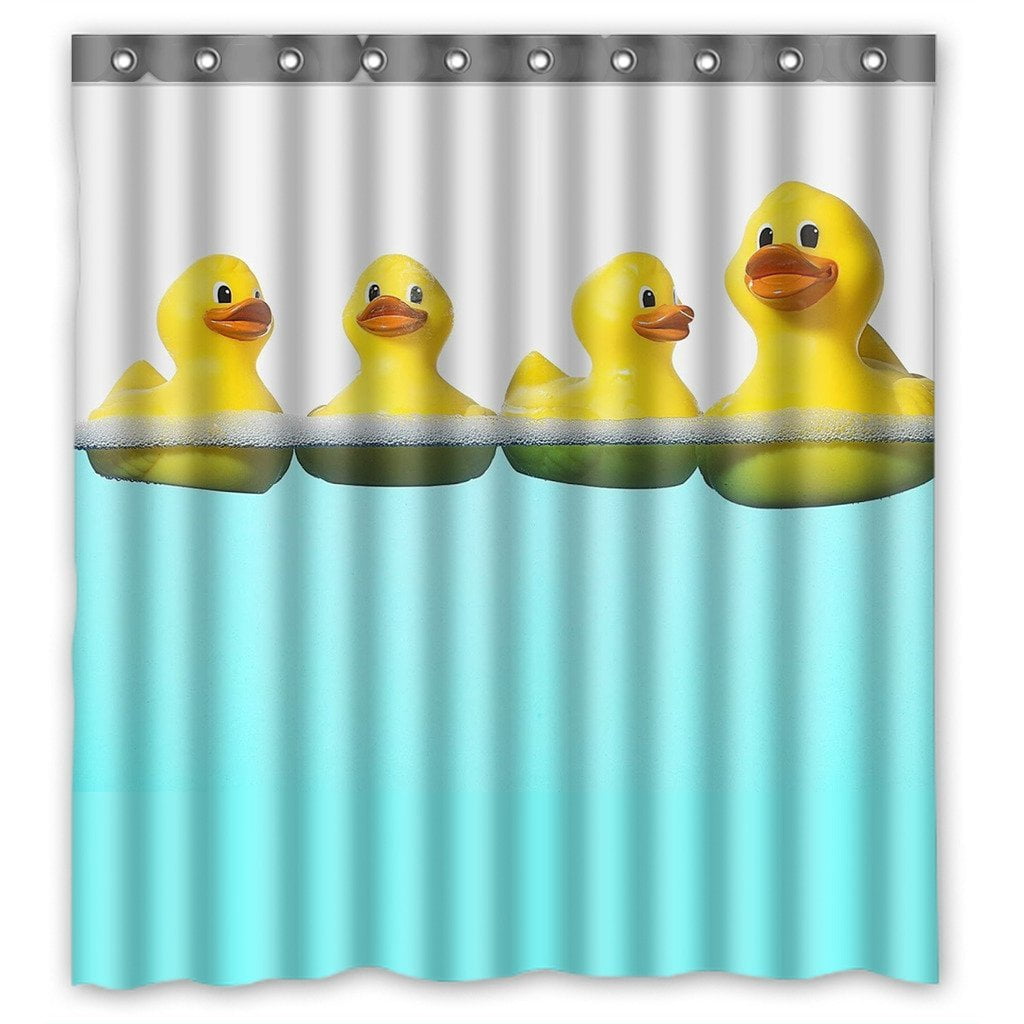 GCKG Funny and Cute Tiled Yellow Rubber Ducky Bathroom Shower Curtain ...