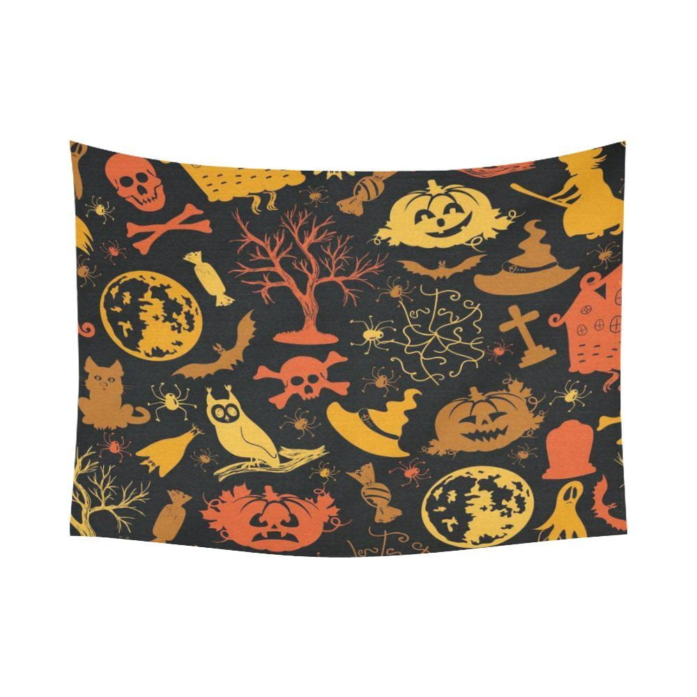 GCKG Ghost Pumpkin Candy Cute Doodle Happy Halloween Tapestry Wall ...