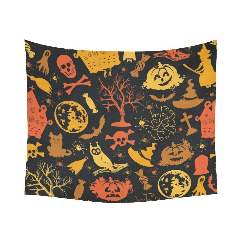 GCKG Ghost Pumpkin Candy Cute Doodle Happy Halloween Tapestry Wall ...