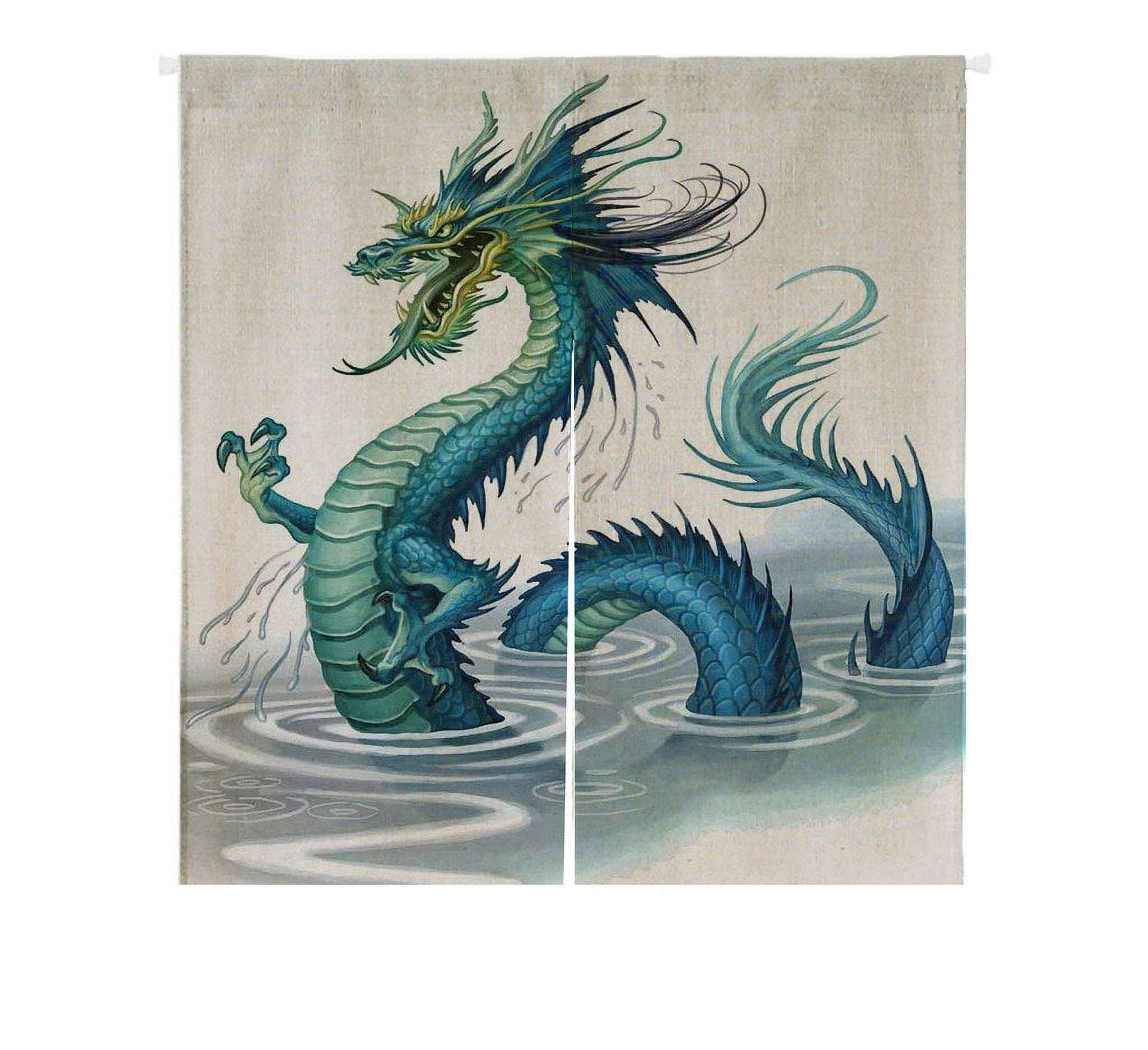 GCKG Golden Chinese Dragon Japanese Noren Doorway Curtain Doorway ...