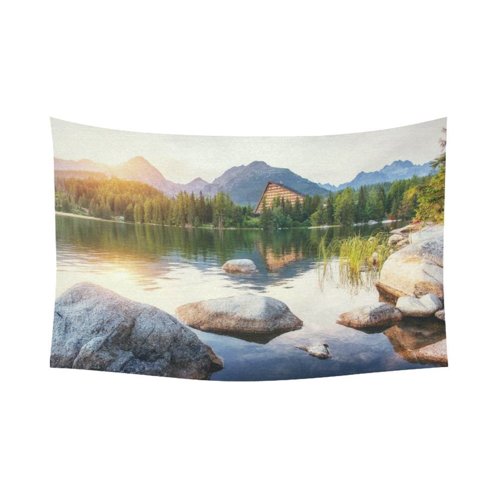 GCKG Green Tree Mountain Valley House Lake Tapestry Wall Hanging ...