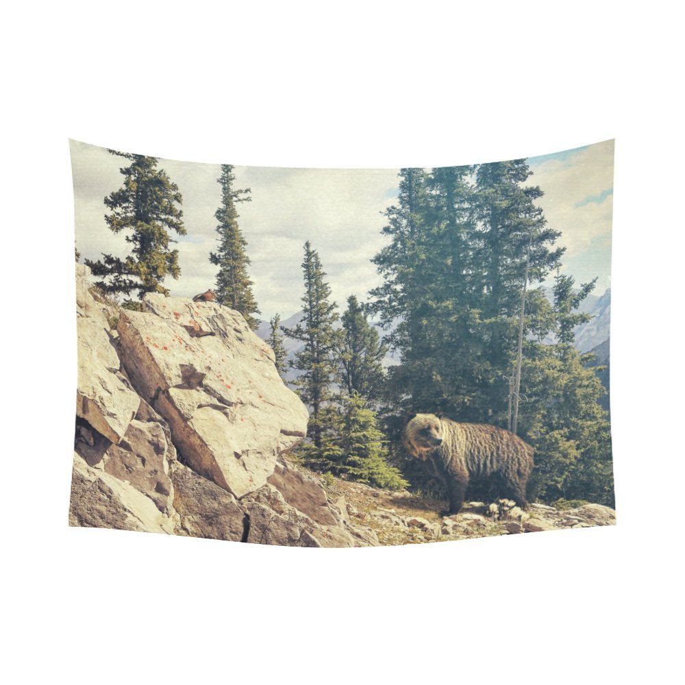 GCKG Grizzly Brown Bear Wild Animal Tapestry Horizontal Wall Hanging ...