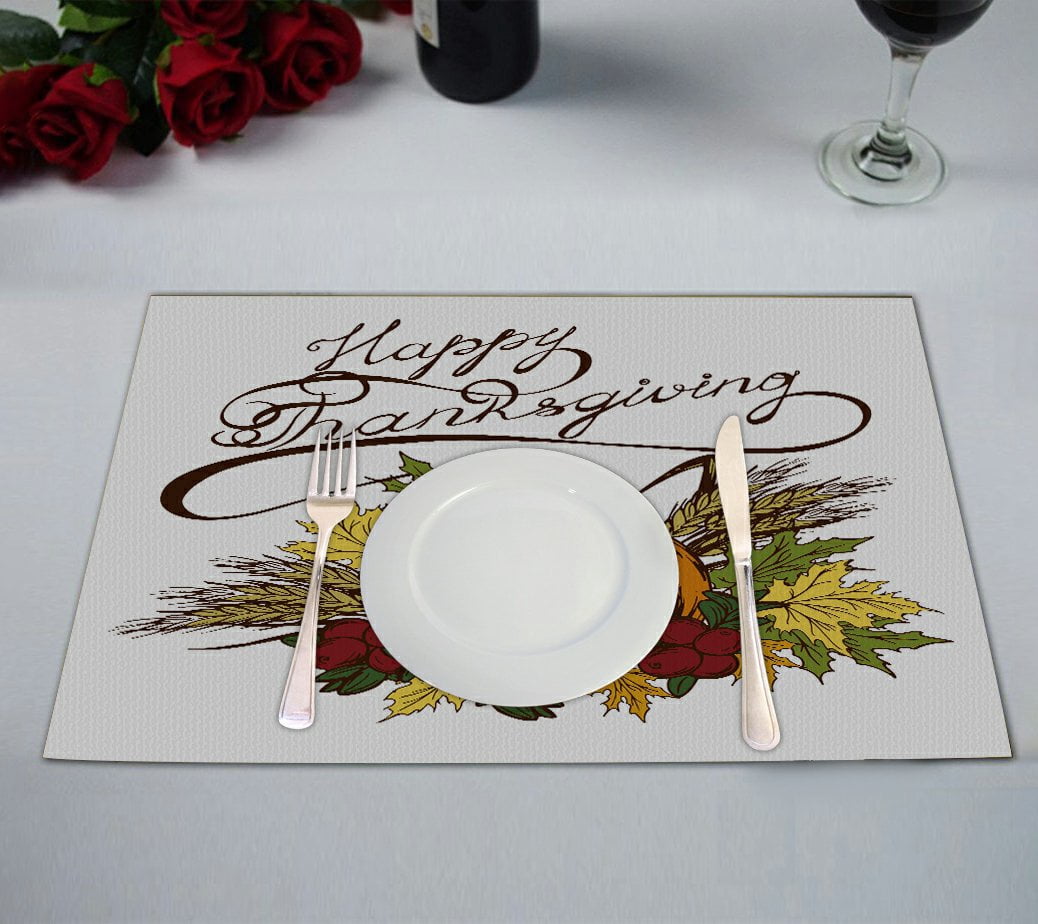 GCKG Happy Thanksgiving Day Pumpkin Placemat 12x18 Inch,Set of 2 ...