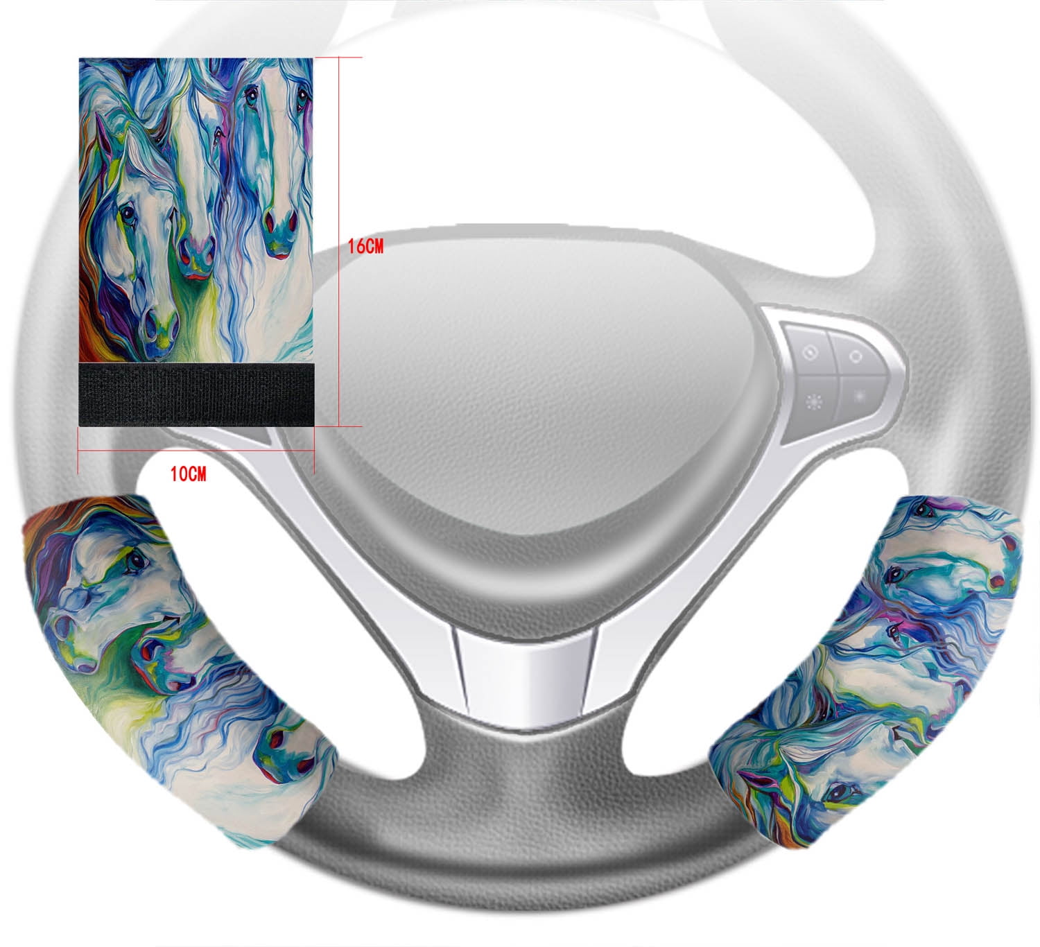 GCKG Horse Art Steering Wheel Cover,Horse Art Steering Wheel Cover Anti ...