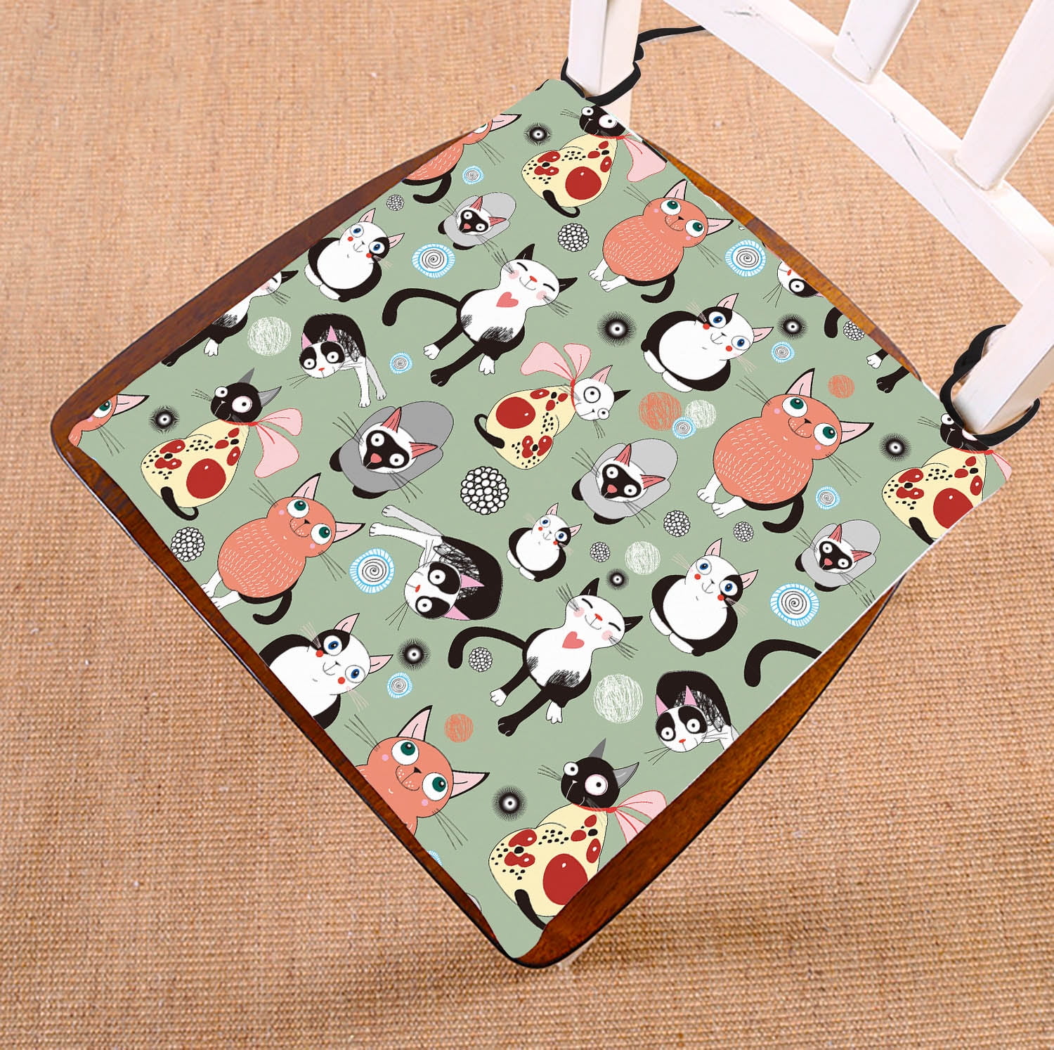 GCKG Lovely Cartoon Cats Chair Pad Seat Cushion Chair Cushion Floor ...