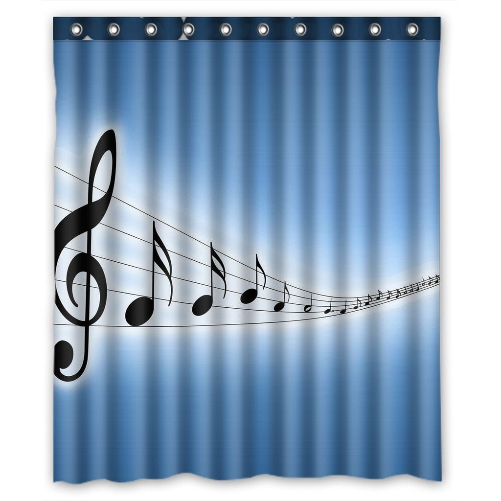 GCKG Lovely Melody Music Notes Waterproof Polyester Shower Curtain ...