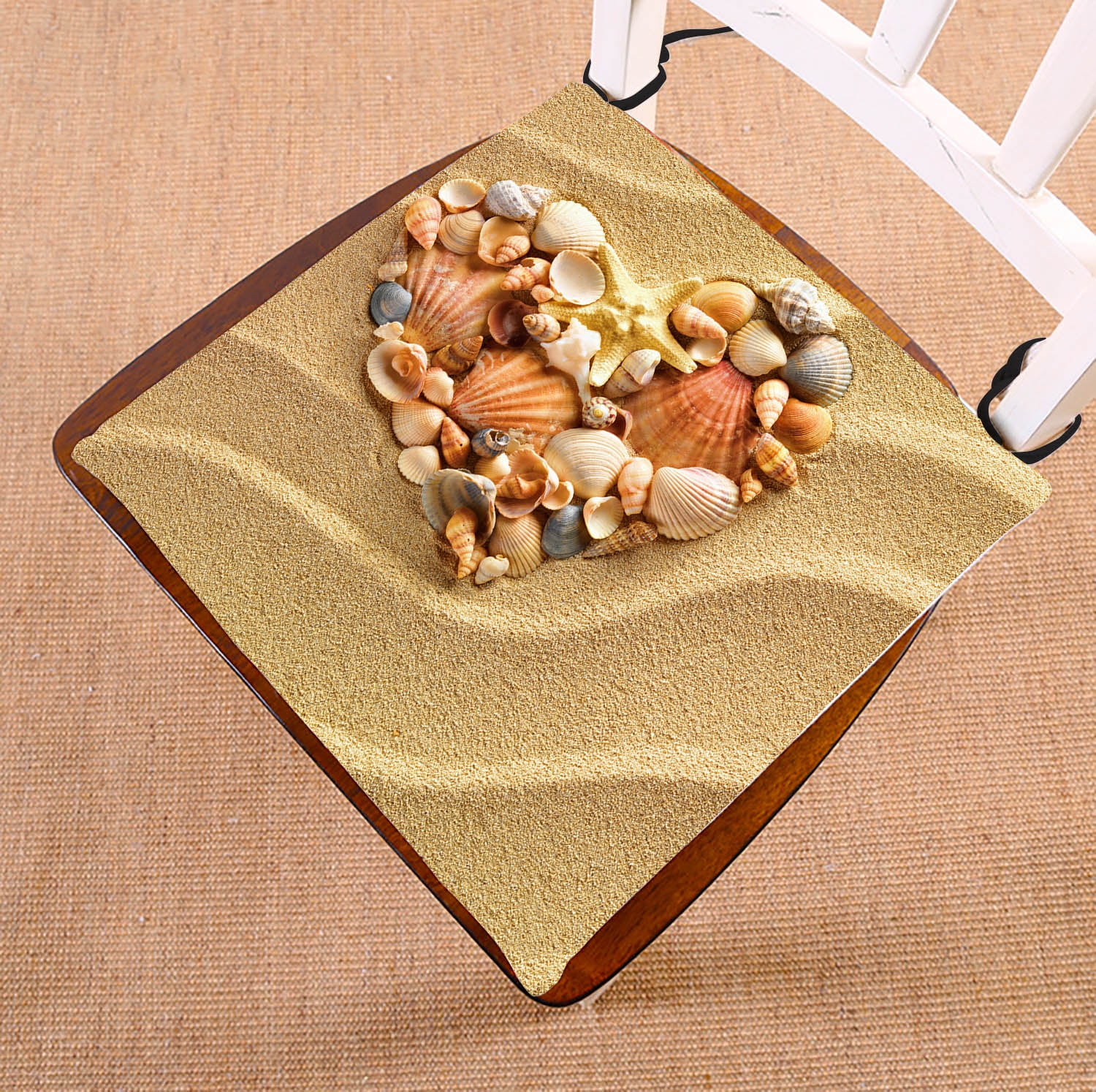 GCKG Made Love Heart Of Sea Shells Starfish Beach Chair Pad Seat ...