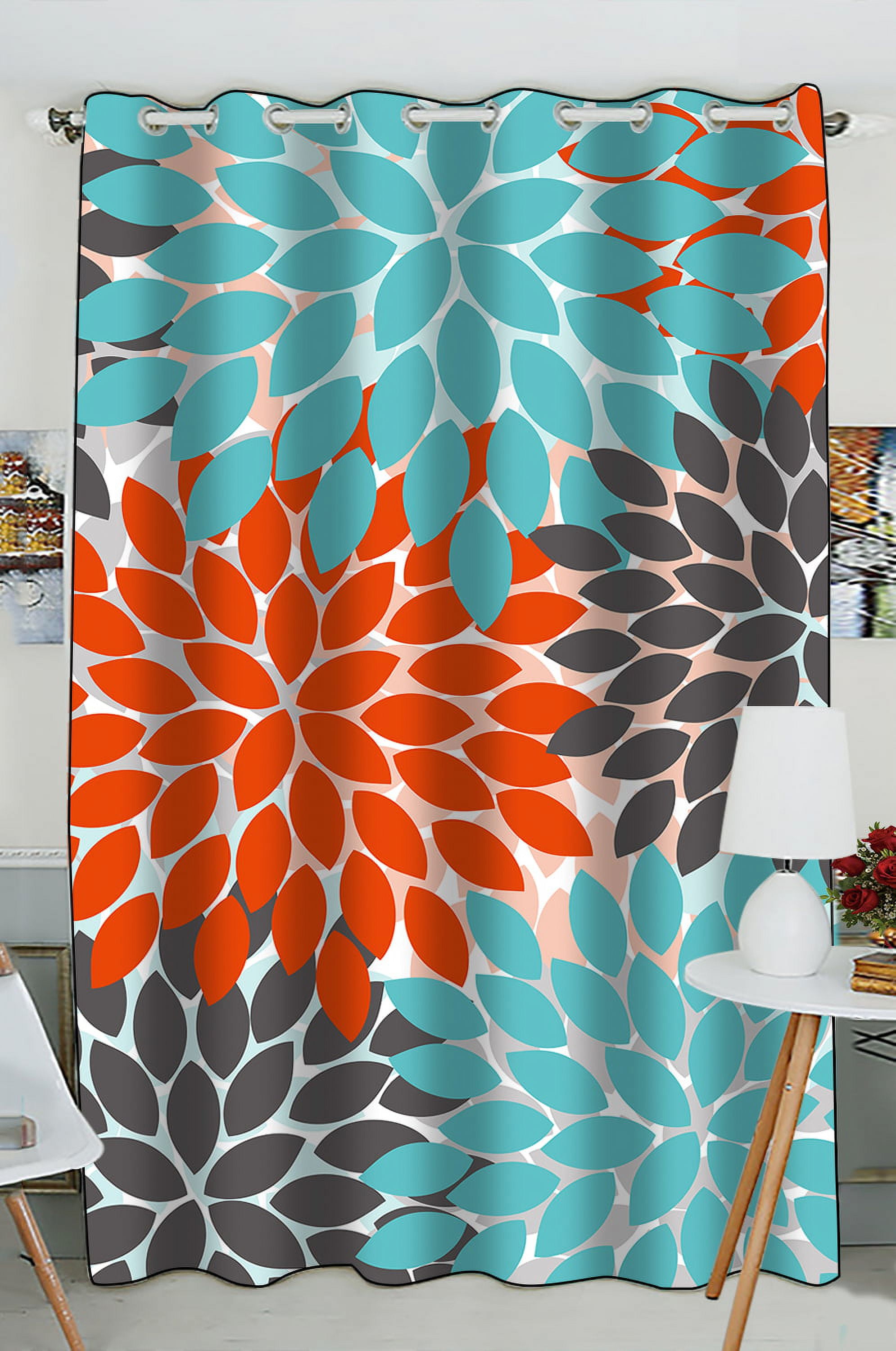 GCKG Multicolor Dahlia Floral Window Curtain,Multicolor Dahlia Floral ...