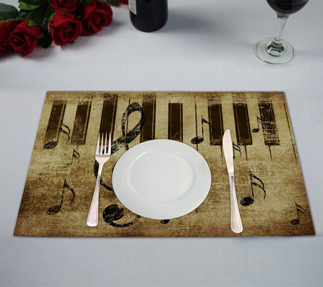 GCKG Music Placemat, Vintage Retro Music Notation Placemat 12x18 Inch ...