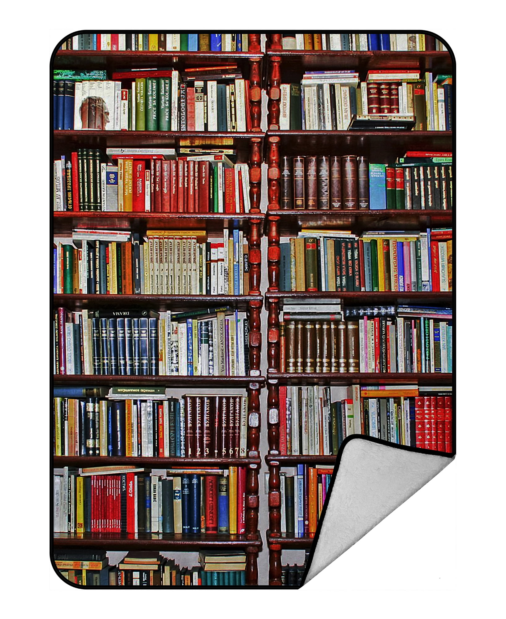 GCKG Neat Bookshelf,Library Fleece Blanket Crystal Velvet Front and ...