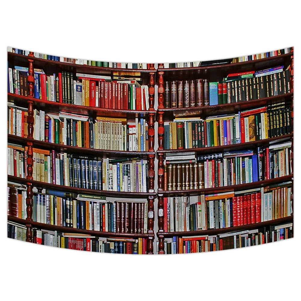 GCKG Neat Bookshelf,Library Tapestry Wall Hanging,Wall Art, Dorm Decor ...