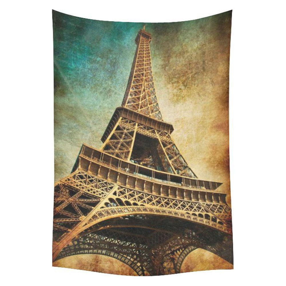 GCKG Paris Vintage Eiffel Tower Tapestry Wall Hanging City Landmark ...