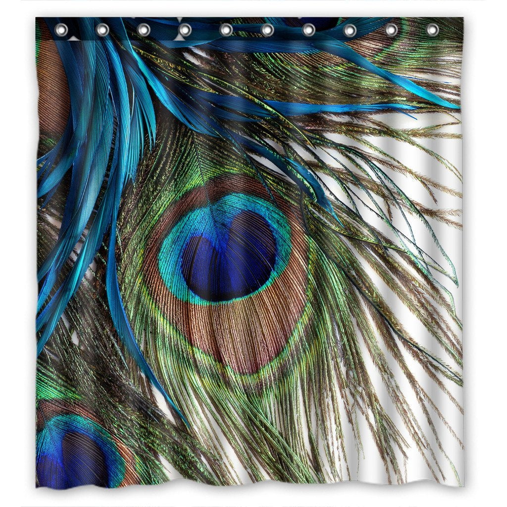 GCKG Peacock Bathroom Shower Curtain, Shower Rings Included 100% ...