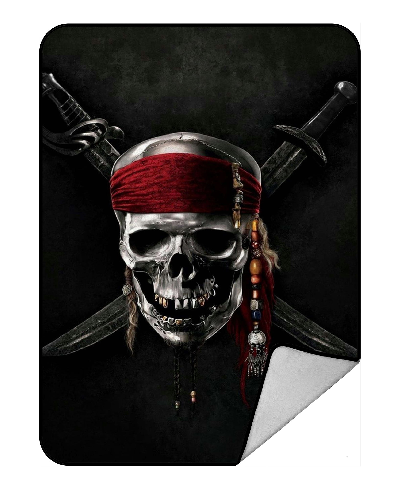 GCKG Pirate Fleece Blanket Crystal Velvet Front and Lambswool Sherpa ...