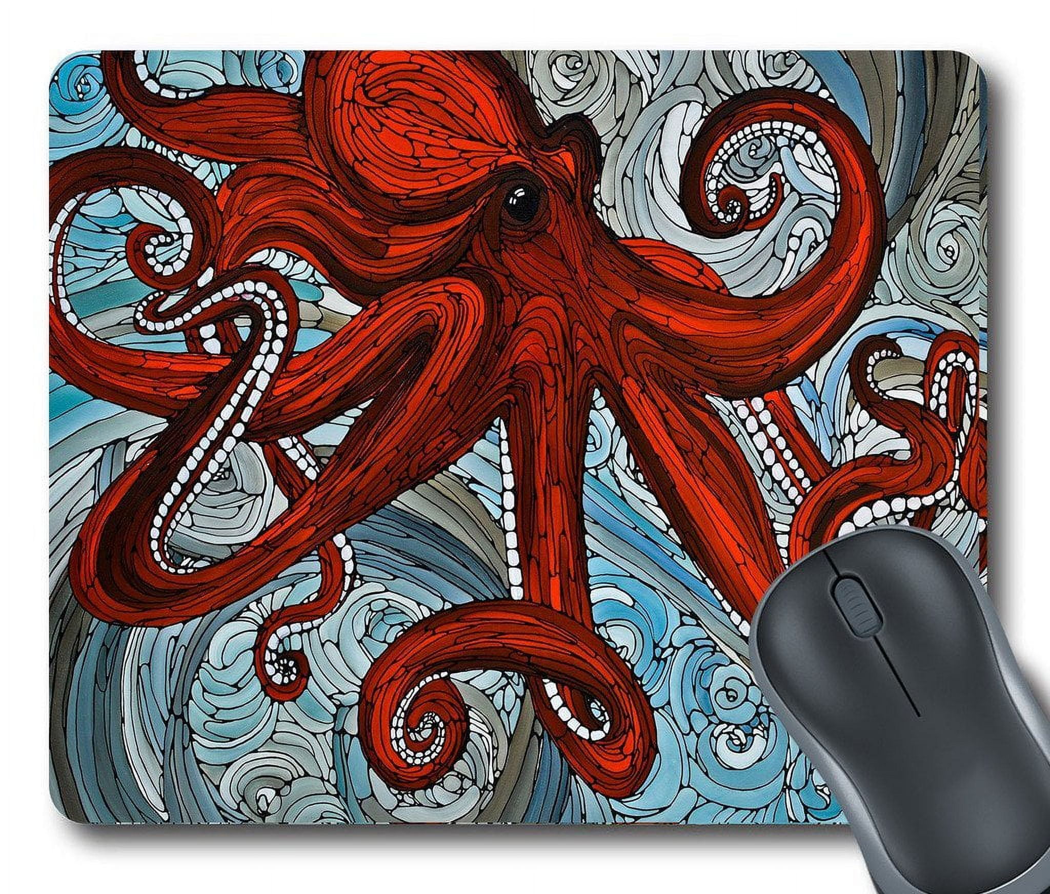 GCKG Red Octopus Mouse Pad Personalized Unique Rectangle Gaming ...