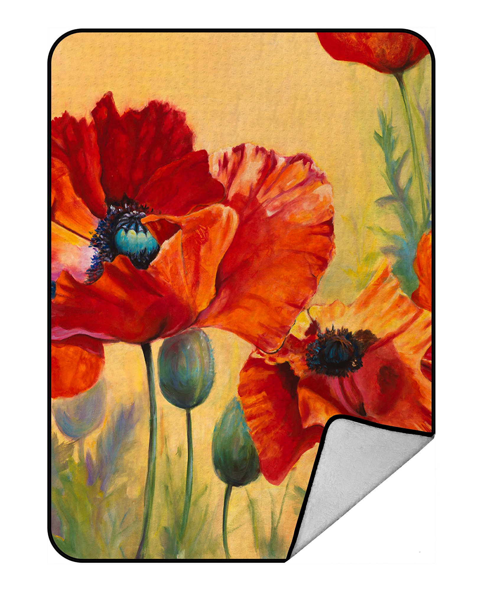 GCKG Red Poppy Passion Fleece Blanket Crystal Velvet Front and ...