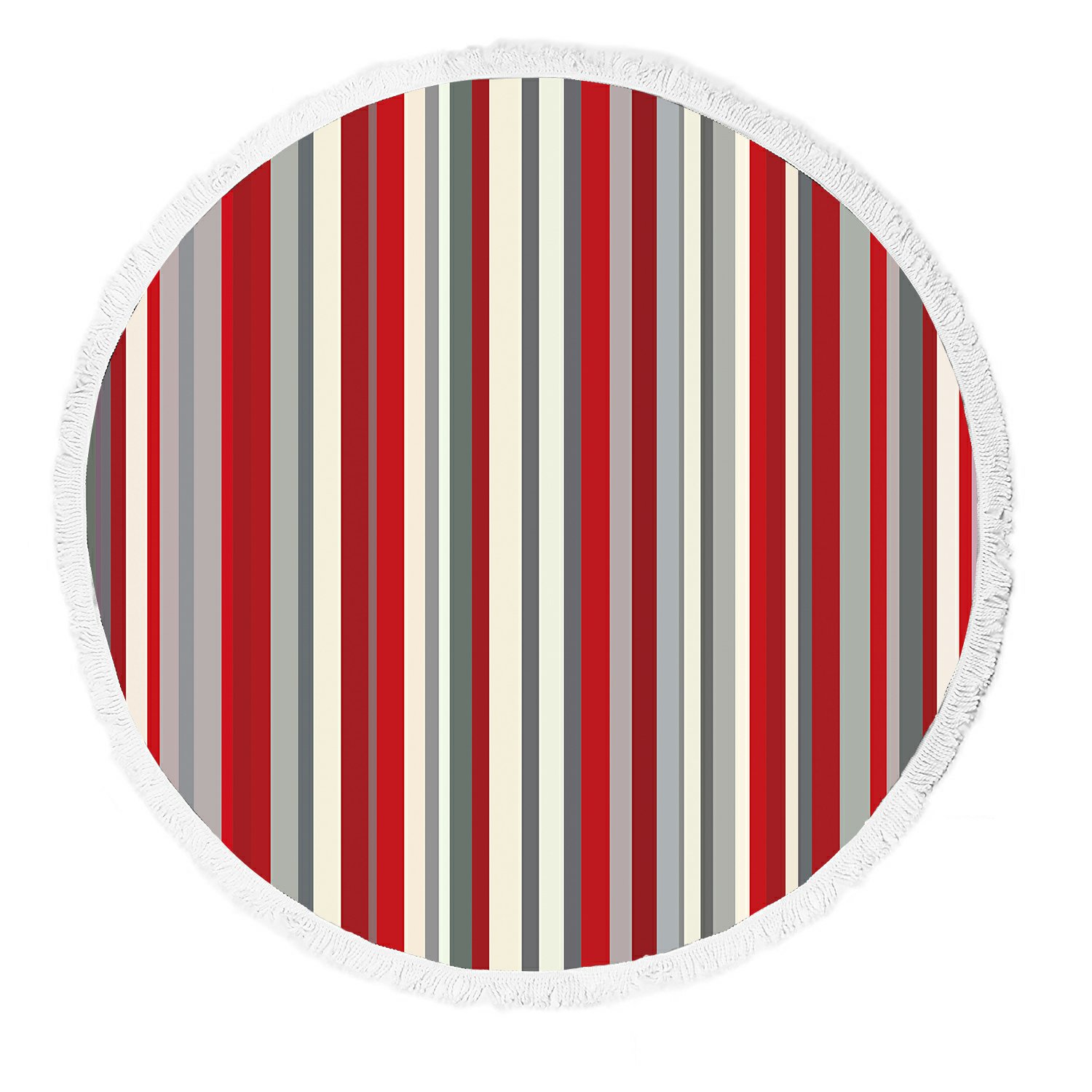 GCKG Red gray vertical stripes Round Beach Towel Beach Mats Beach Shawl ...
