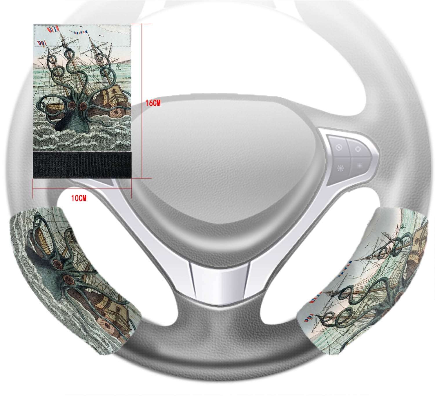 GCKG Sea Monster Octopus Steering Wheel Cover,Sea Monster Octopus ...