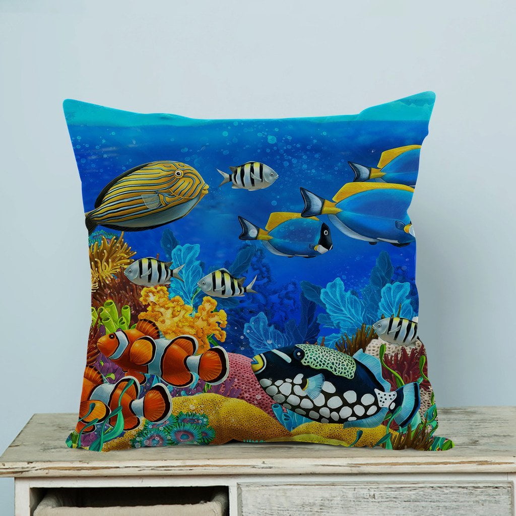GCKG Sea Seabed Fish Corals Underwater Ocean Tropical Pillow Case ...