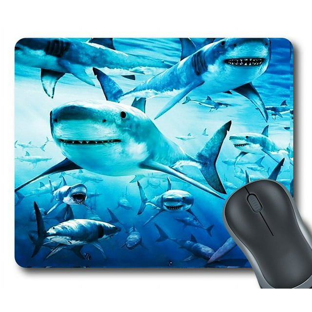 GCKG Sea Sharks In the Deep Ocean Mouse Pad Personalized Unique ...