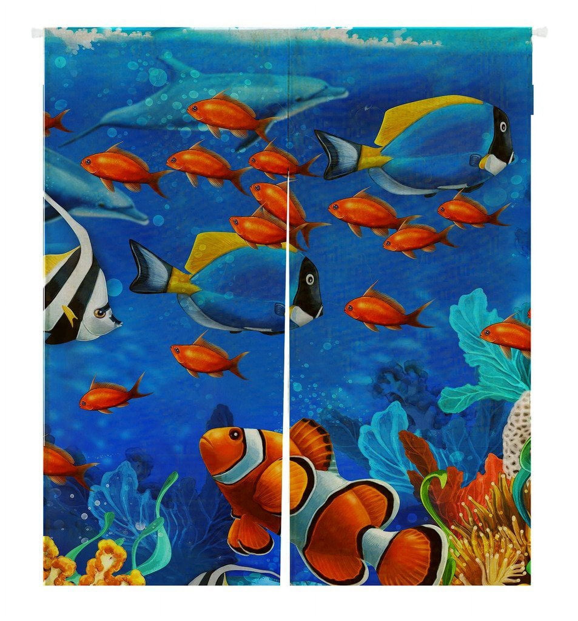 GCKG Sea World Japanese Noren Curtain,Underwater World Ocean Animals ...