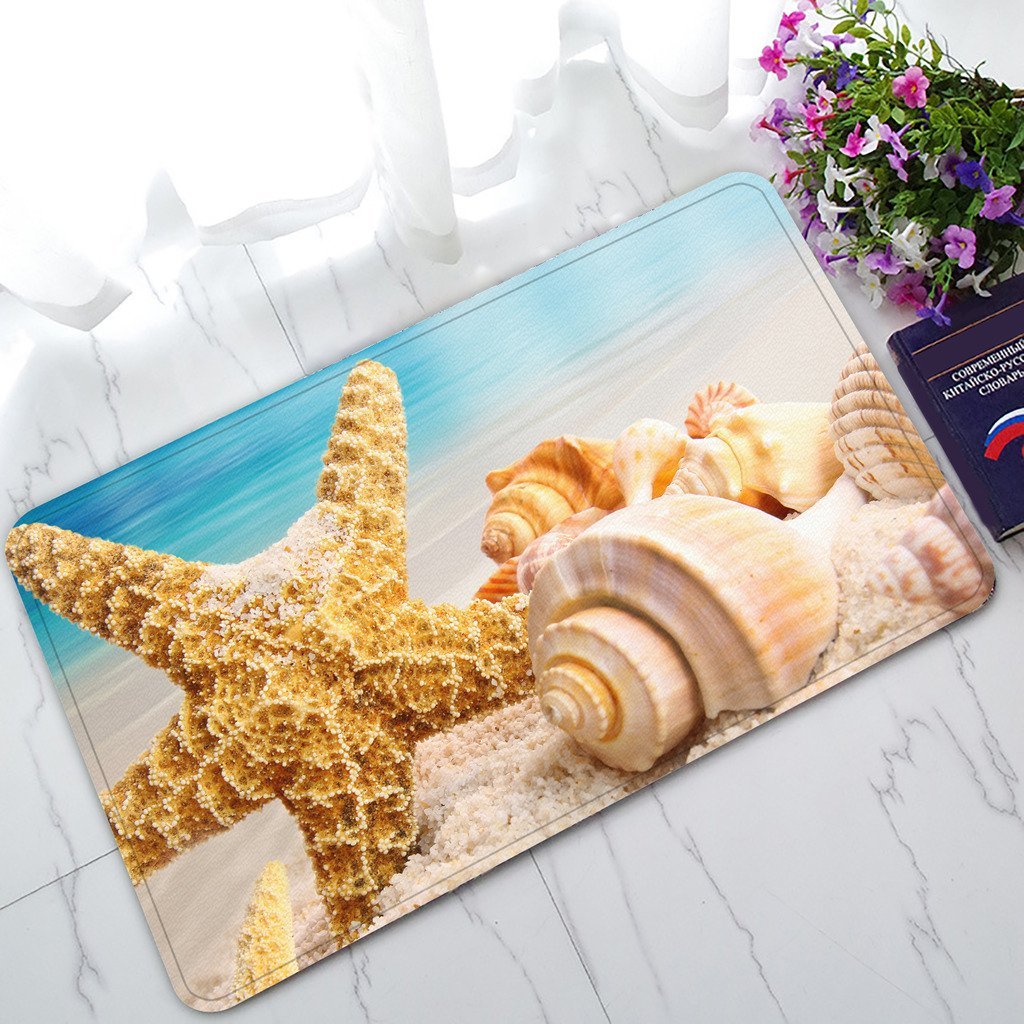 GCKG Sea and Seashell Non-Slip Doormat Indoor/Outdoor/Bathroom Doormat ...
