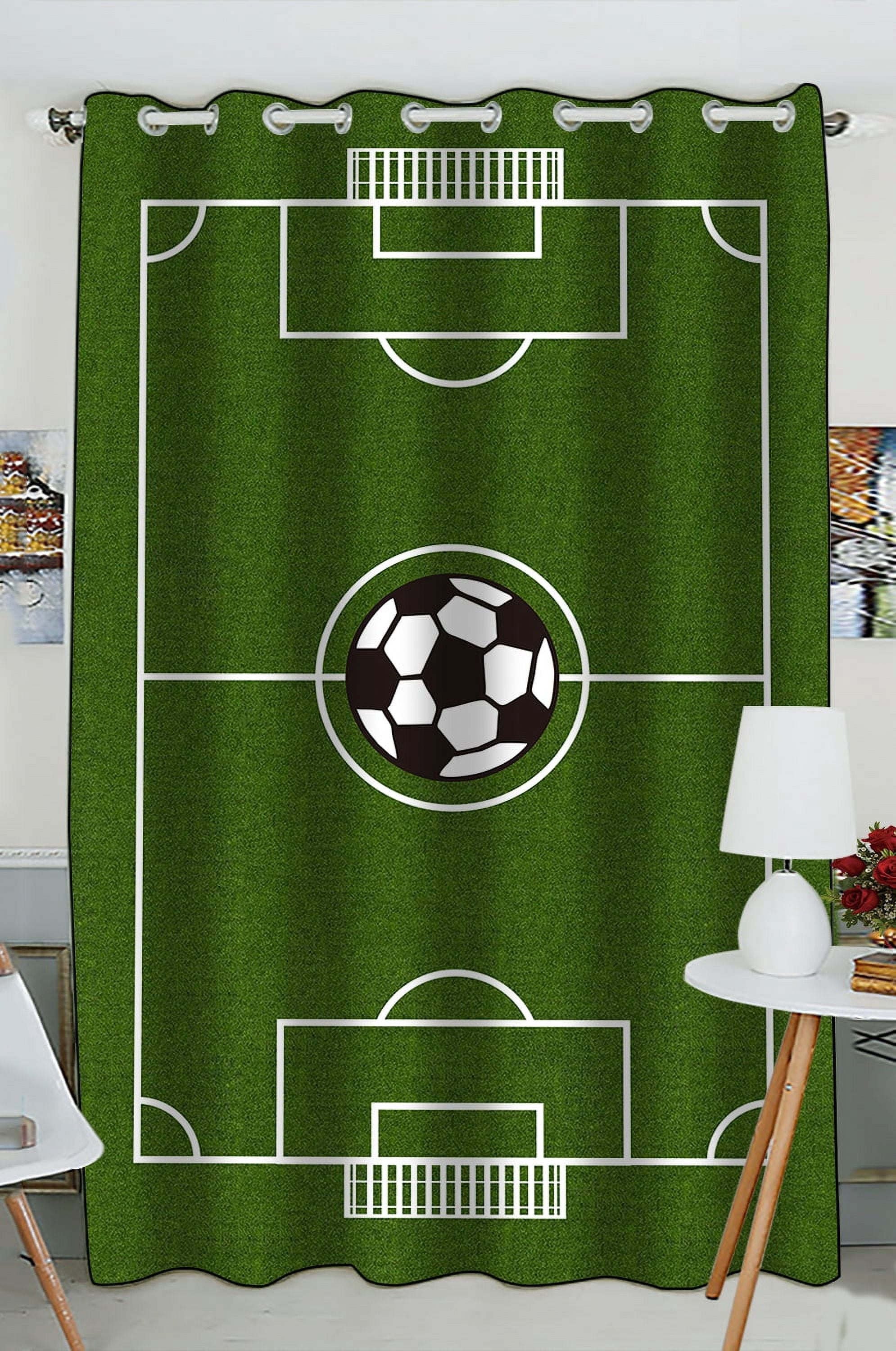 GCKG Soccer Ground Window Curtain,Soccer Ground Grommet Blackout ...