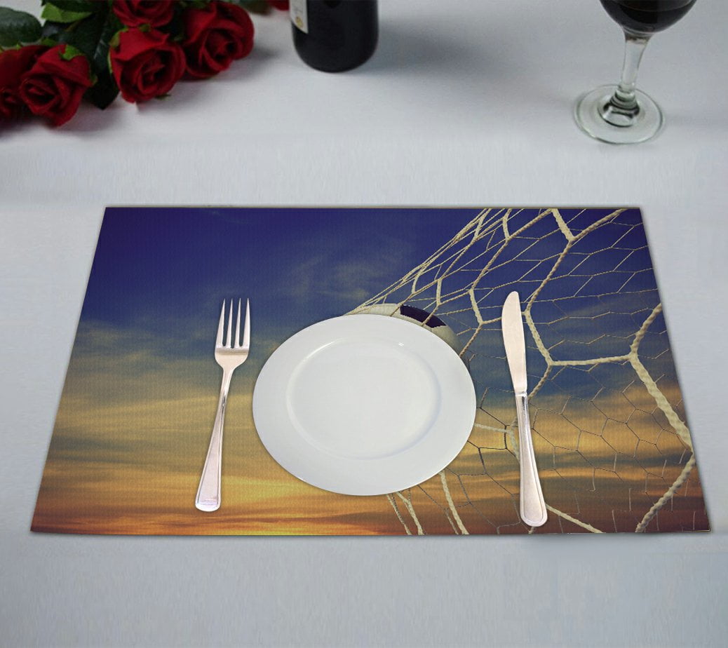 GCKG Sports Placemat, Soccer Ball and Sunset Sky Placemat 12x18 Inch ...
