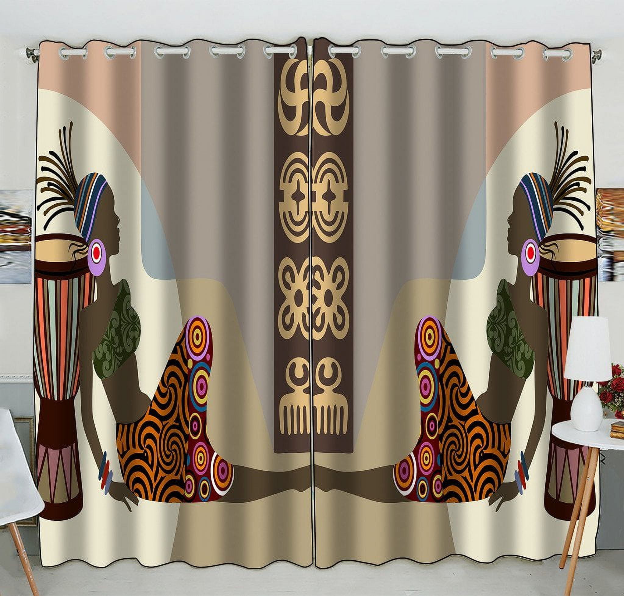 GCKG Super Specials African Woman Window Curtain Kitchen Curtain Size ...