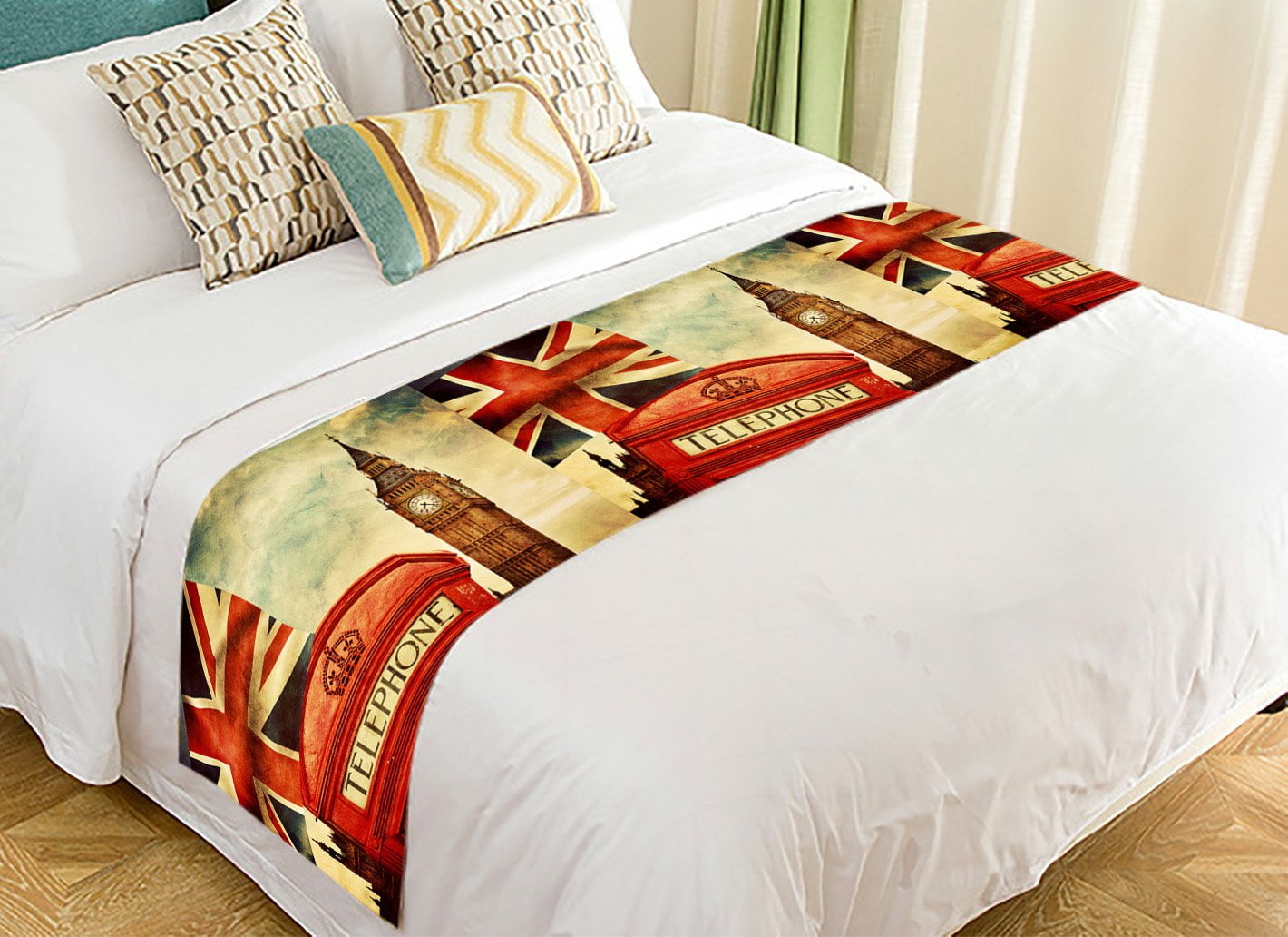 GCKG Symbols of England Bed Runner, Vintage Retro the UK Flag London ...